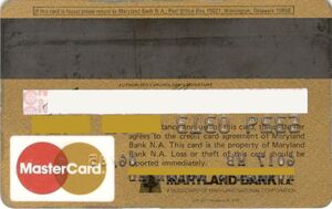 Bank Card: MARYLAND BANK MC Gold (Maryland Bank N.A., United States of ...