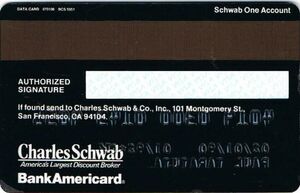 Bank Card: Schwab ONE (Bank of America, United States of AmericaCol:US ...