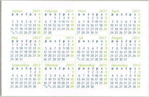 Pocket Calendar: Benu Apoteka (Serbia(Advertising) Col:RS-2017-Adv-001