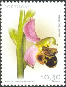 Stamp: Bee Orchid (Ophrys apifera) (Portugal(Orchids) Mi:PT 2666,Sn:PT ...