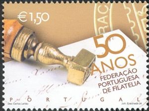 Stamp: 50th Anniversary of the Portuguese Philatelic Federation ...