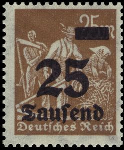 Timbre: Surcharge - 25T on 25m (Reapers) (Allemagne, Deutsches Reich ...
