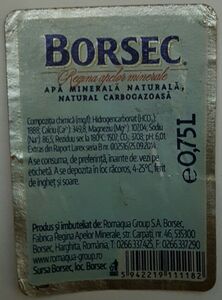 Drink Label: Borsec (Romaqua Group S.A. Borsec, RomaniaCol:RO-WATER-000101