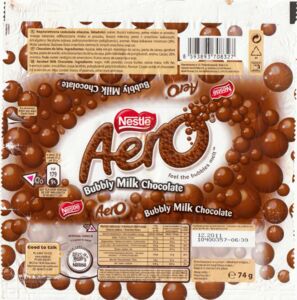 Chocolate Wrapper: Nestlé Aero Bubbly Milk Chocolate (Nestlé Česko s.r ...