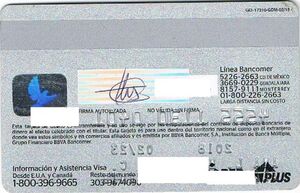 Bank Card: Bancomer Debito (Bancomer, Mexico) Col:MX-VI-0105
