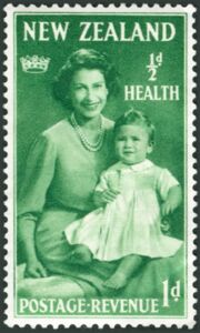 Stamp: HRH Princess Elizabeth and Prince Charles (New Zealand(Health ...