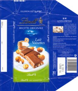 Chocolate Wrapper: Lindt Recette Originale Lait Noisettes (Lindt ...