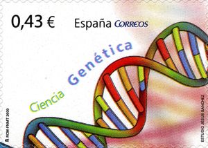 Stamp: Genetics - DNA Double Helix (Spain(Science 2009) Mi:ES 4384,Sn ...