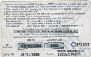 Phonecard: Touch Card PLDT (Remote Memory Philippines, Philippines(PLDT ...