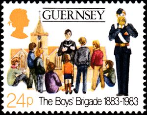 Stamp: Trumpet Player & Bible Class (Guernsey(Centenary of Boy's ...