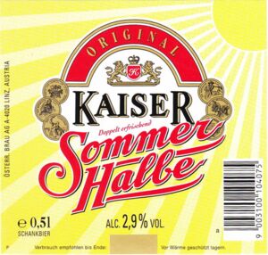 Flaschenetikett: Kaiser Sommer Halbe (Brau Union Österreich AG ...