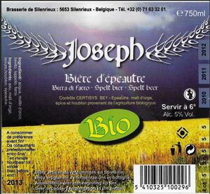 Drink Label: Joseph BIO (Brasserie De Silenrieux, BelgiumCol:BE-BEER-017659