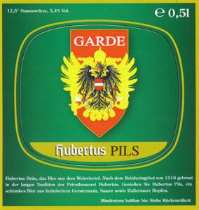 Drink Label: Hubertus Pils (Hubertus Bräu, AustriaCol:AT-BEER-005932