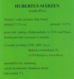 Drink Label: Hubertus Märzen (Hubertus Bräu, AustriaCol:AT-BEER-005949