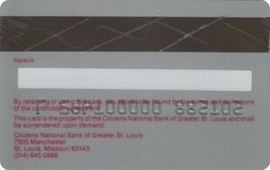 Bank Card: Teller Express (Citizens National Bank of St. Louis, United ...