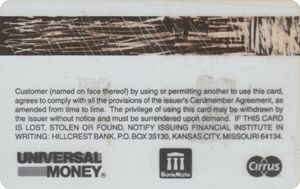 Bank Card: ATM Card (Hillcrest Bank, United States of AmericaCol:US-GM-0305