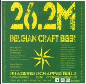 Drink Label: Belgian Craft Beer 26.2M (Brasserie Echappee Belle ...