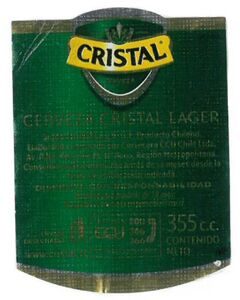 Drink Label: Cerveza Cristal Lager (Embotelladoras CCU S.A., ChileCol ...