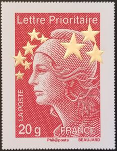 Stamp: Marianne max 20g Lettre prioritaire (France(Series "gold stars ...