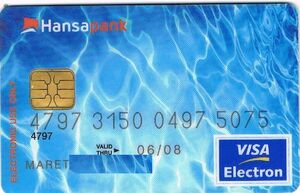 Bank Card: Water reflection-1 (Hansapank, EstoniaCol:EE-VE-0022.01