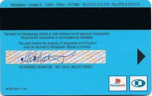Bank Card: Water reflection-1 (Hansapank, EstoniaCol:EE-VE-0022.01