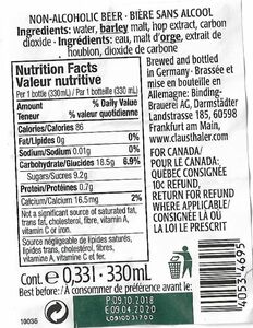 Drink Label: Clausthaler Original, non alcoholic (Binding-Brauerei AG ...