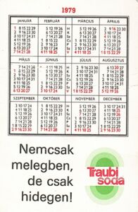 Calendario de Bolsillo: Traubi soda (Hungría(Drink) Col:HU-1979-Drink-001