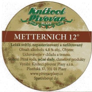 Drink Label: Metternich 12° (Knížecí pivovar Plasy, Czech RepublicCol ...
