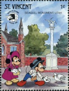 Sello: Seagull Monument, Utah - Minnie, Mickey (San Vicente y las ...