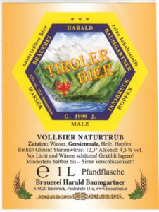 Drink Label: Tiroler Bier (Brauerei Harald Baumgartner, AustriaCol:AT ...