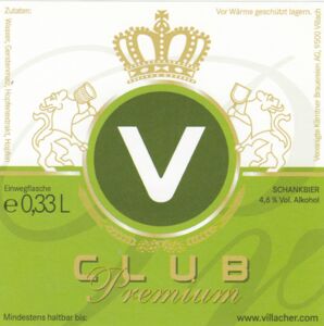 Etiqueta de bebida: V Club Premium (Brauerei Villach, AustriaCol:AT ...
