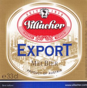 Drink Label: Villacher Export (Brauerei Villach, AustriaCol:AT-BEER-006250
