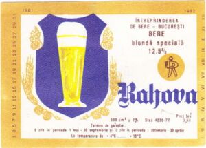 Drink Label: Rahova (Bere Rahova Bucuresti, RomaniaCol:RO-BEER-000473