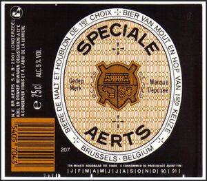 Drink Label: Speciale Aerts 35cl - '90 (Brouwerij Aerts, BelgiumCol:BE ...