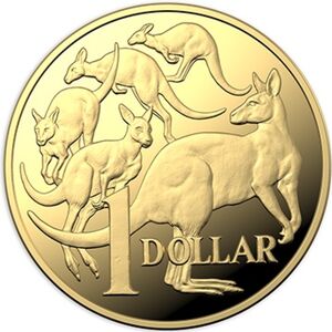 Coin: 1 Dollar (5 Kangaroos - Gold edition) (Australia) (1970~Today ...