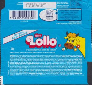 Envoltorio de chocolate: Nestle Lollo (Nestlé Brasil Ltda., BrasilCol ...
