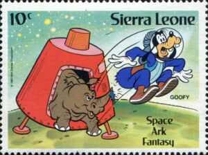 Stamp: Goofy and a Rhinocerus (Sierra Leone(Disney Space Ark Fantasy ...