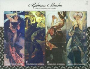 Stamp: Illustrations by Alphonse Mucha (1860-1939) (Micronesia ...