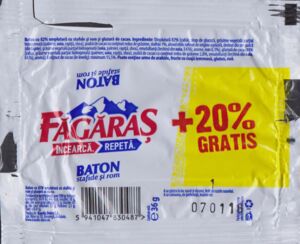 Emballage de chocolats: Făgăraş Baton raisins and rum +20% gratis ...