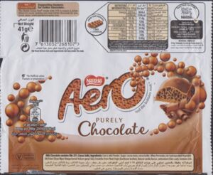 Chocolate Wrapper: Nestle Aero (Nestlé Middle East, United Arab ...