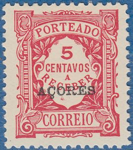 Stamp: Porto (Azores(Postage Due - New currency, AÇORES overprint) Mi ...