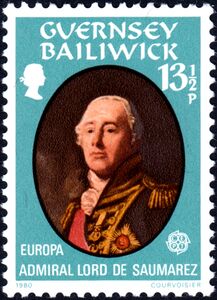 Stamp: Admiral Lord de Saumarez, 1757-1836 (Guernsey) (Europa (C.E.P.T ...