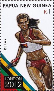 Stamp: Relay race (Papua New Guinea(Summer Olympic Games 2012 - London ...