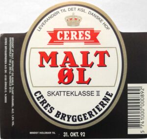 Drink Label: Malt ol (Ceres Breweries, DenmarkCol:DK-BEER-000246