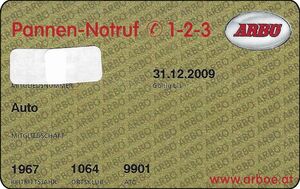 Functional Card: ARBÖ Pannen-Notruf (Car Assistance and Auto Clubs ...
