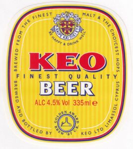 Drink Label: Keo Beer (KEO plc, CyprusCol:CY-BEER-000014
