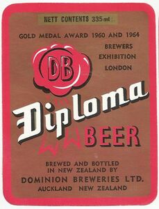 Drink Label: Diploma beer (Dominion Breweries Ltd, New ZealandCol:NZ ...