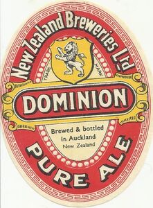 Drink Label: Dominion pure ale (New Zealand Breweries Ltd., New ...