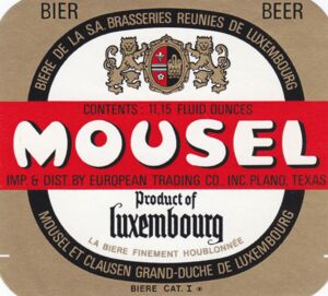 Drink Label: Mousel (Brasserie de Diekirch, LuxembourgCol:LU-BEER-000058