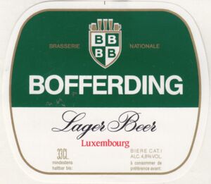 Drink Label: Bofferding Lager Beer (Brasserie Nationale, Luxembourg ...